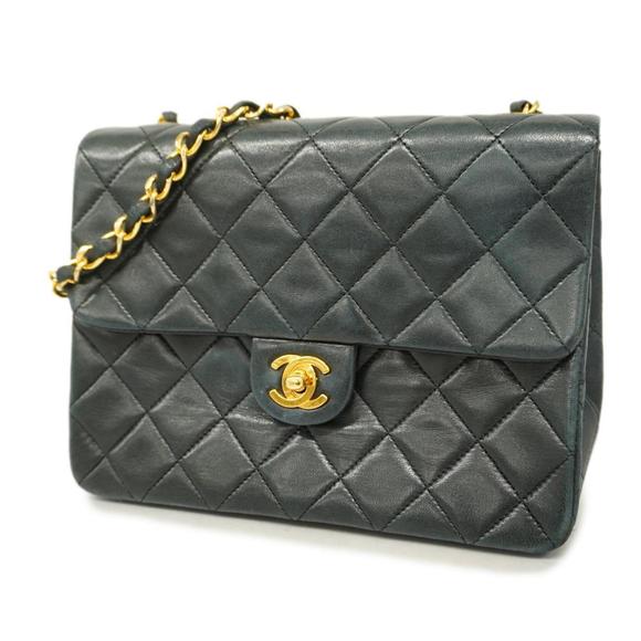 CHANEL | Bags | Chanel Shoulder Bag Matelasse Chain Lambskin Black Gold ...